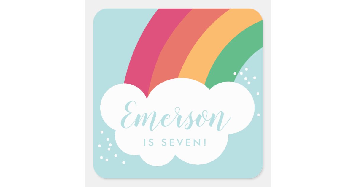 Rainbow kids birthday party stickers | Zazzle