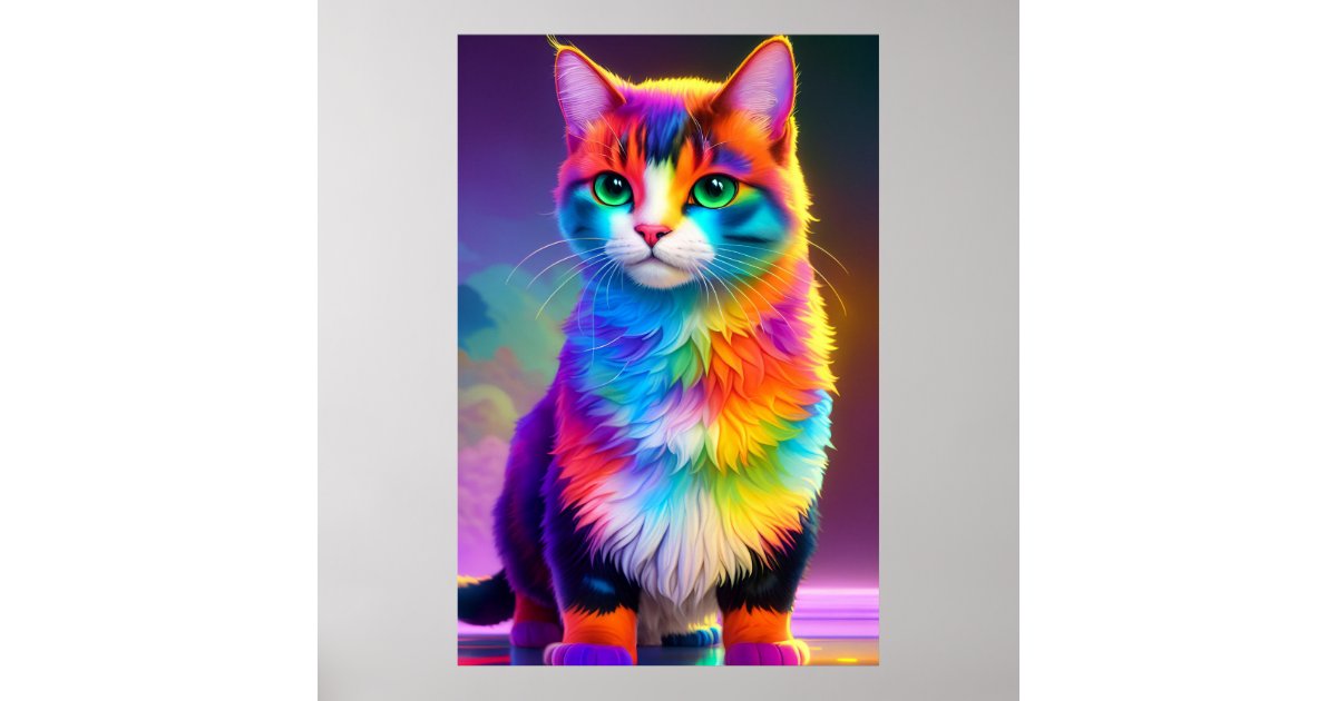 Rainbow Kitty Cat Poster | Zazzle