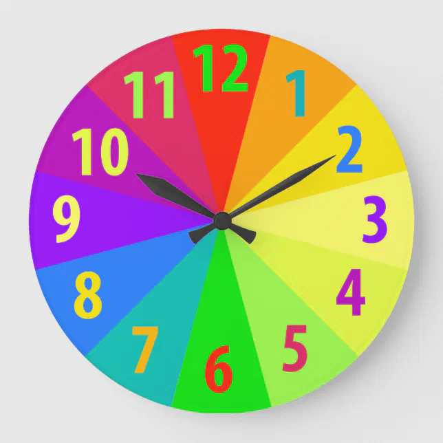 Rainbow Large Clock | Zazzle