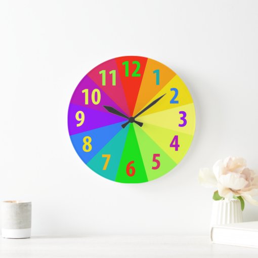 Rainbow Large Clock | Zazzle