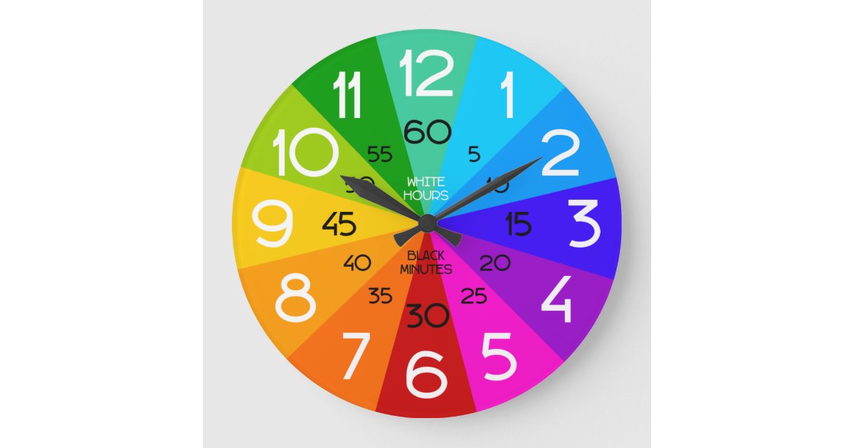 Rainbow Learn to Tell Time Classroom Clock | Zazzle