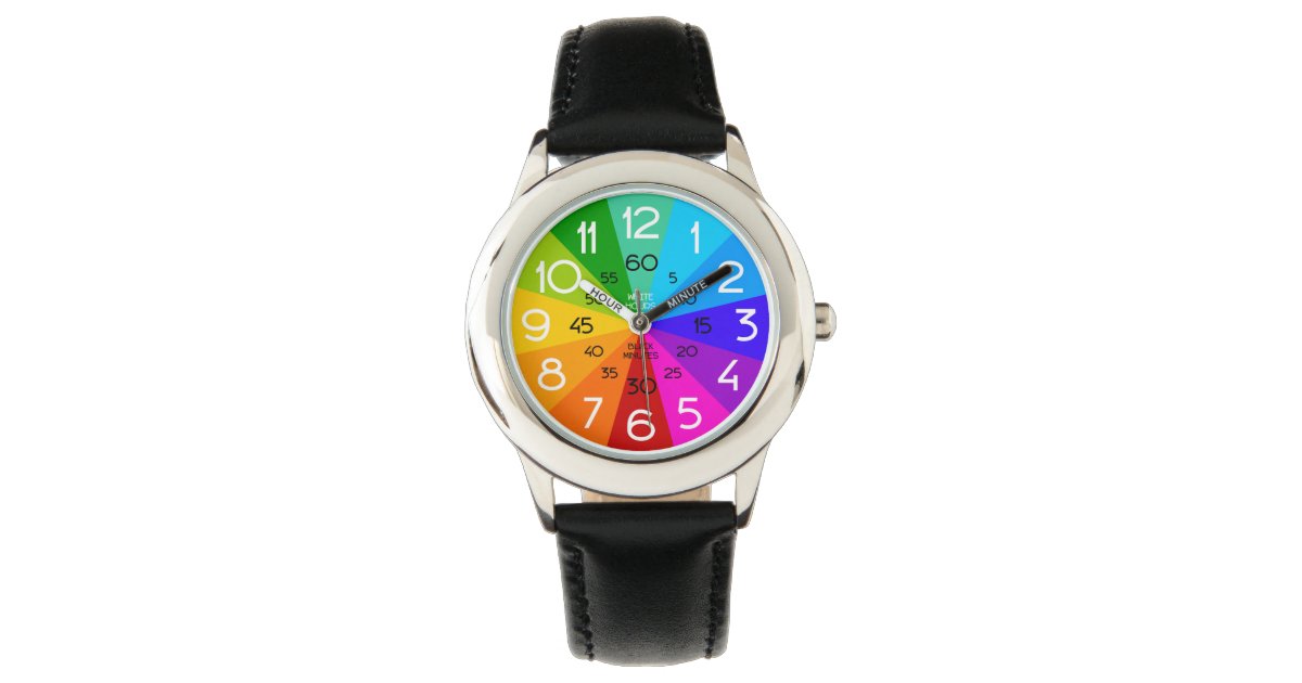 Rainbow Learn to Tell Time Kids Watch | Zazzle