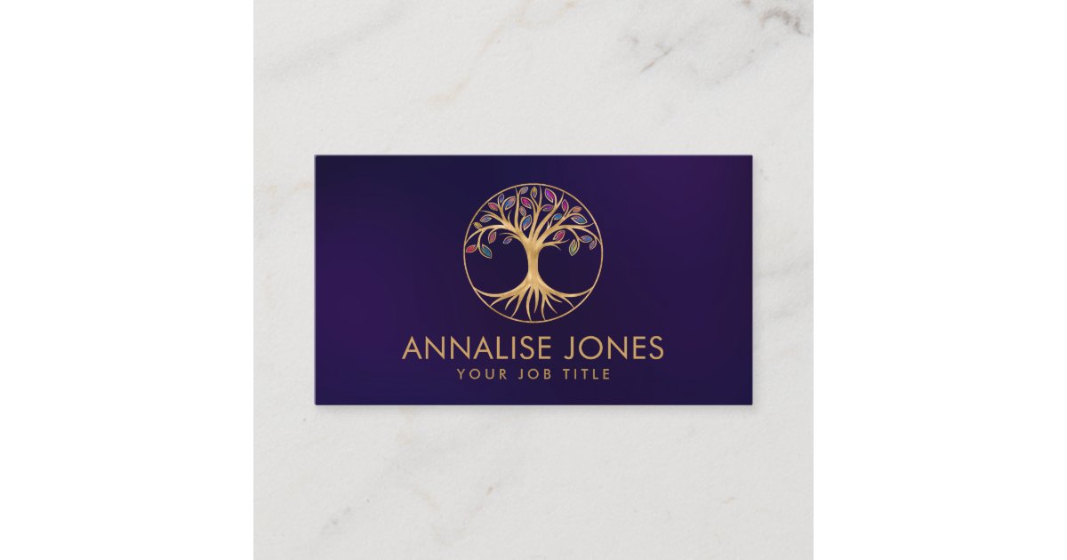 Rainbow leaves Tree of life Business Card | Zazzle