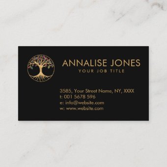 Rainbow leaves Tree of life Business Card | Zazzle