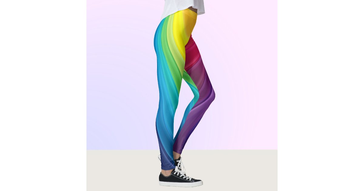 Rainbow Leggings Colorful Swirl Yoga Pants Tights | Zazzle