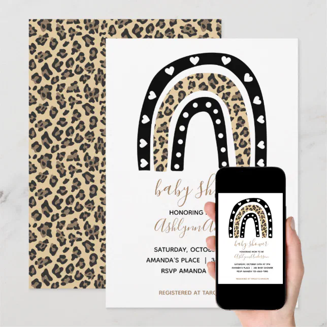 Rainbow Leopard Baby Shower Invitation | Zazzle