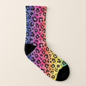 Rainbow Leopard Cheetah Animal Print Pattern Socks | Zazzle