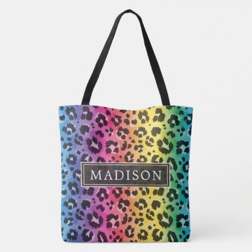 Rainbow Leopard Cheetah Animal Print Pattern Tote Bag | Zazzle