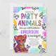 Rainbow Leopard Party Animals Birthday Invitation | Zazzle