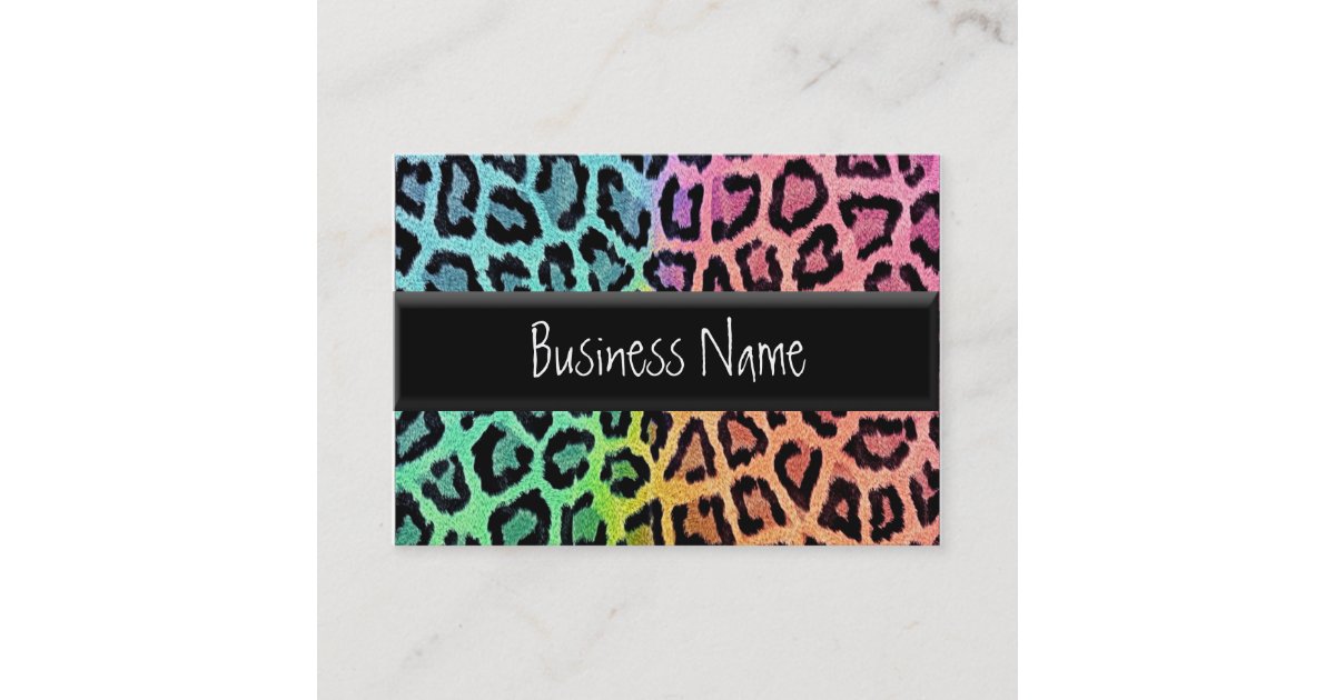 rainbow leopard print business card | Zazzle