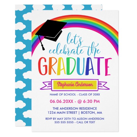 Rainbow Let's Celebrate the Graduate Invitation | Zazzle.com