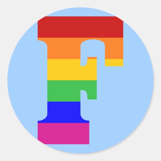 Rainbow Letter F Classic Round Sticker | Zazzle.com