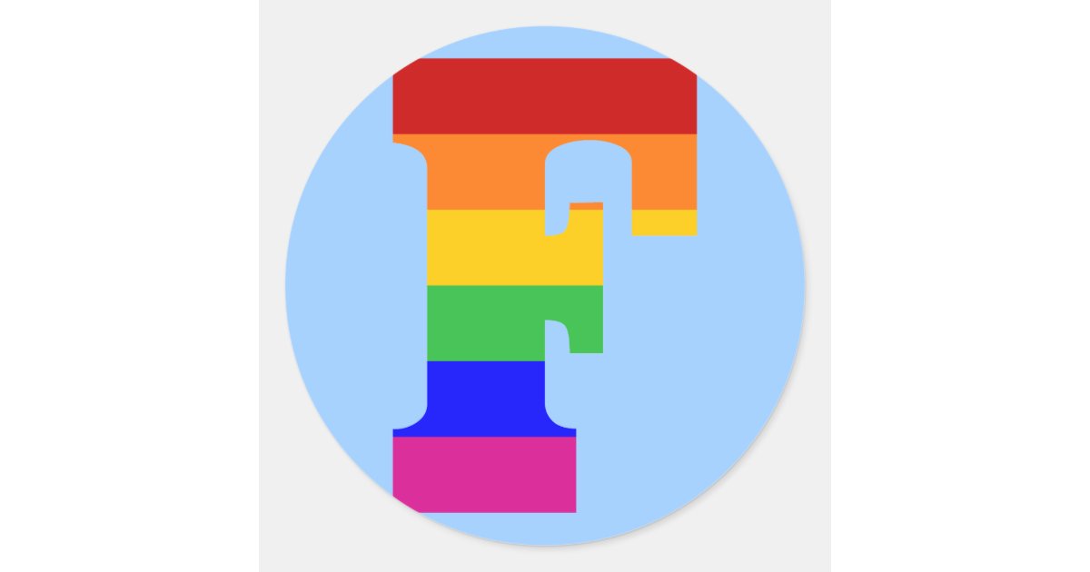 Rainbow Letter F Classic Round Sticker | Zazzle