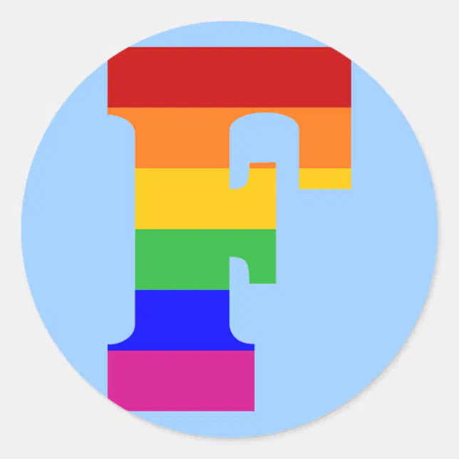 Rainbow Letter F Classic Round Sticker | Zazzle