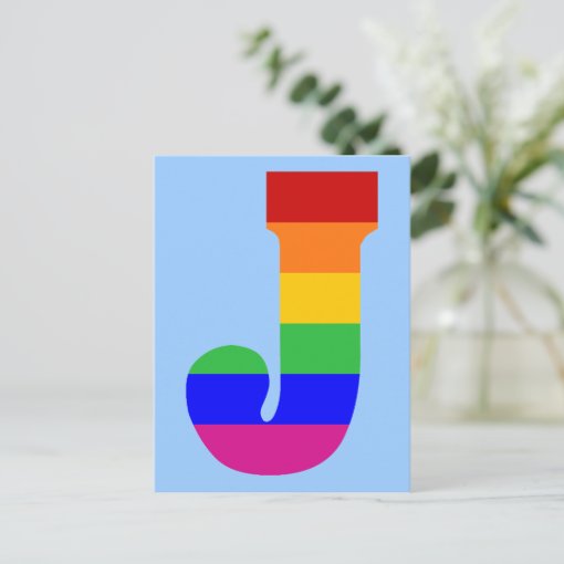 Rainbow Letter J Postcard | Zazzle