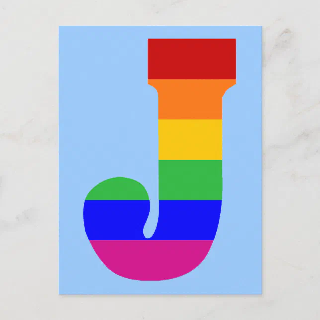 Rainbow Letter J Postcard | Zazzle
