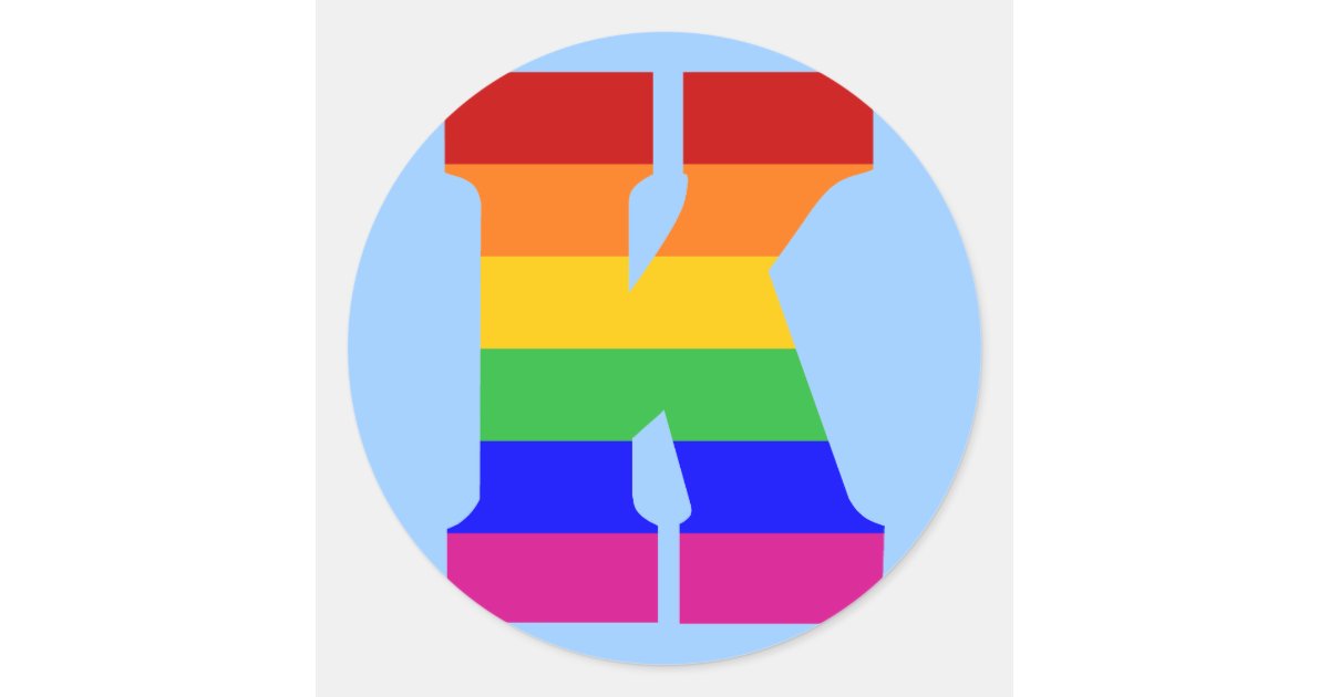 Rainbow Letter K Classic Round Sticker | Zazzle