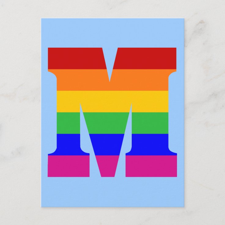 Rainbow Letter M Postcard | Zazzle