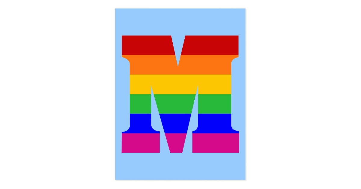 Rainbow Letter M Postcard | Zazzle.com
