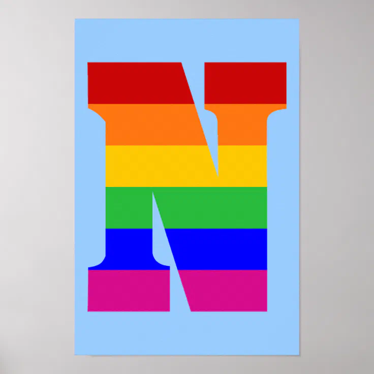 Rainbow Letter N Poster | Zazzle