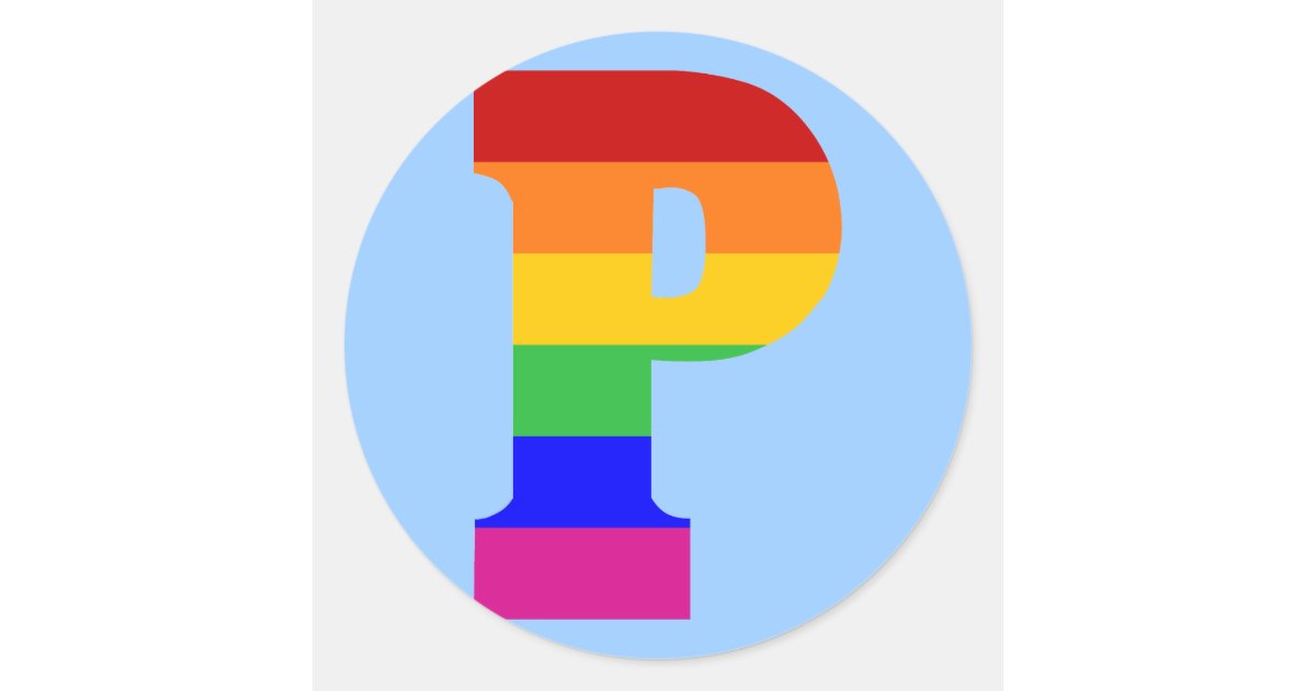 Rainbow Letter P Classic Round Sticker | Zazzle