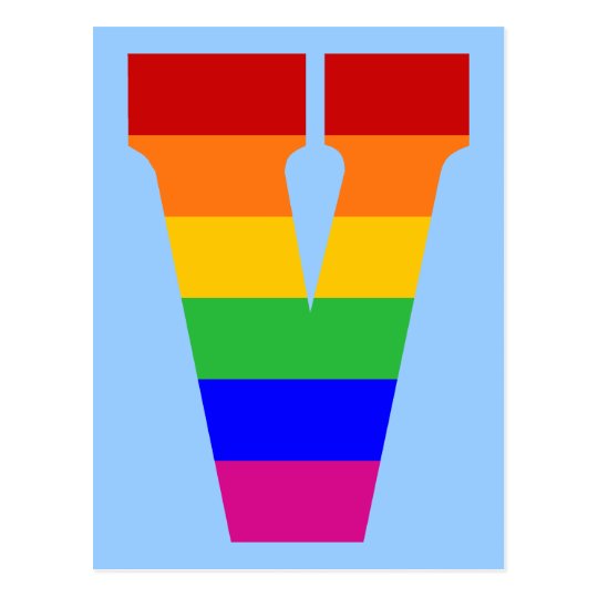 Rainbow Letter V Postcard | Zazzle.com
