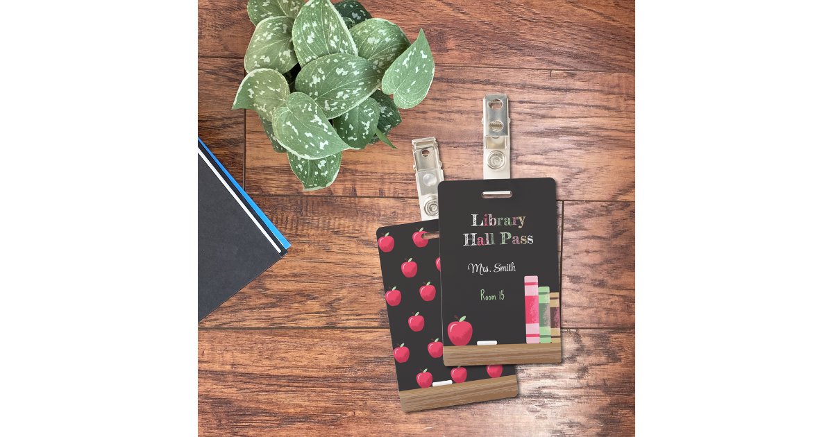 Rainbow Letters Chalkboard Vertical Hall Pass Badge | Zazzle