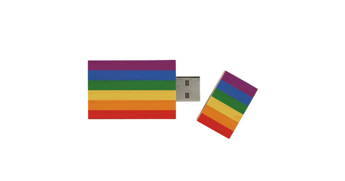 Rainbow (LGBT) Flag Wood Flash Drive | Zazzle