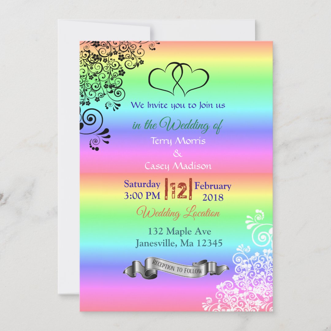 Rainbow Lgbt Wedding Invitations Zazzle