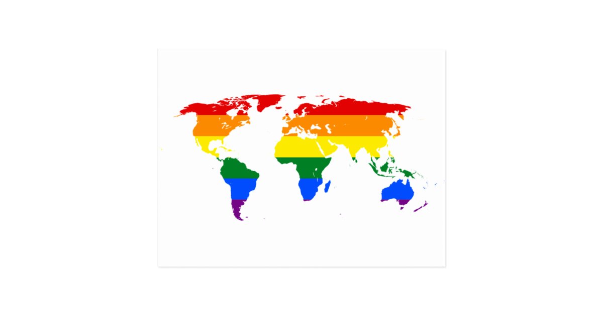 Rainbow LGBT World Map Postcard | Zazzle.com