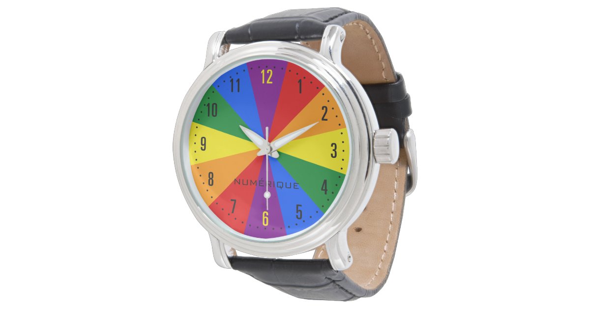 Rainbow LGBTQ American Pride Diversity Star Burst Watch | Zazzle