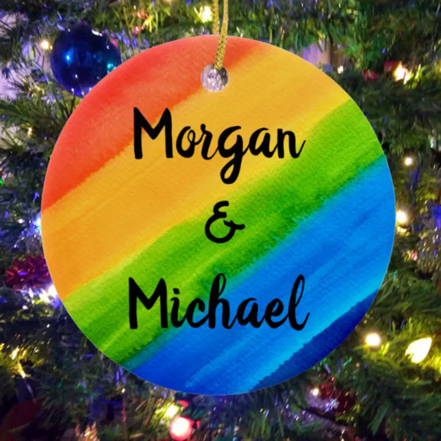 Rainbow Lgbtq Christmas Holiday Ceramic Ornament Zazzle