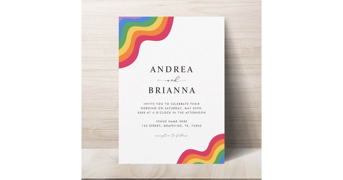 Rainbow LGBTQ Gay QR Code Pride All in One Wedding Invitation | Zazzle