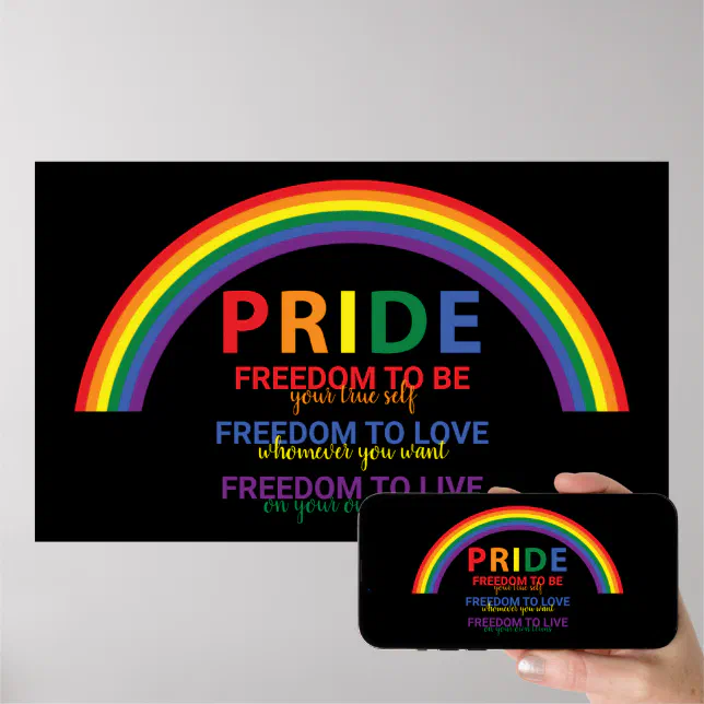 Rainbow LGBTQ Pride is Freedom Gay Rights Poster | Zazzle