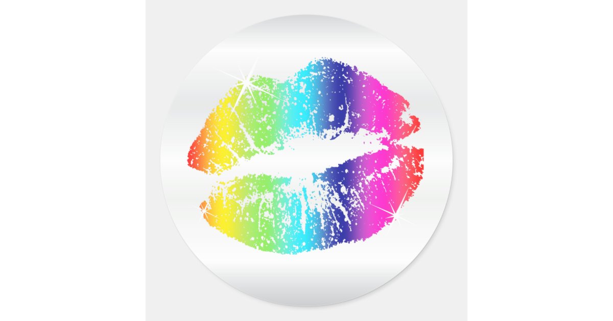 Rainbow Lips Classic Round Sticker | Zazzle