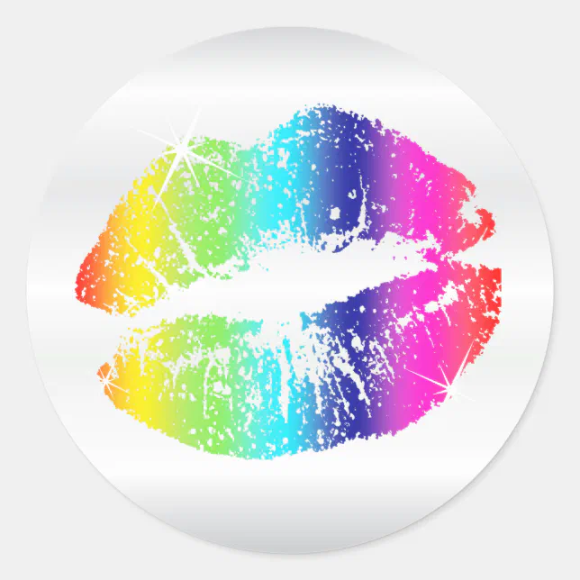 Rainbow Lips Classic Round Sticker | Zazzle