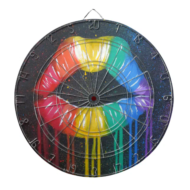 Rainbow Lips Dartboard With Darts | Zazzle