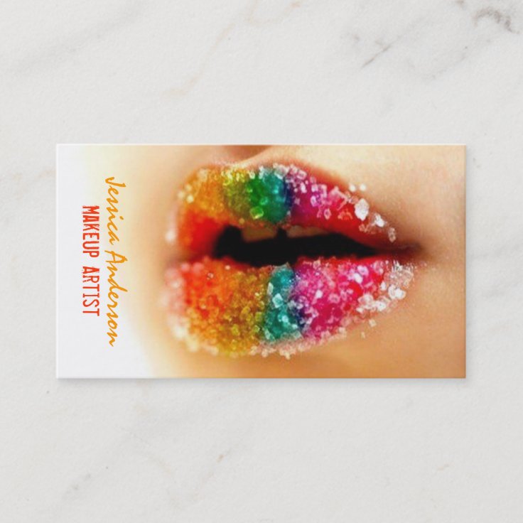 Rainbow Lipstick Makeup Artist Business Card | Zazzle