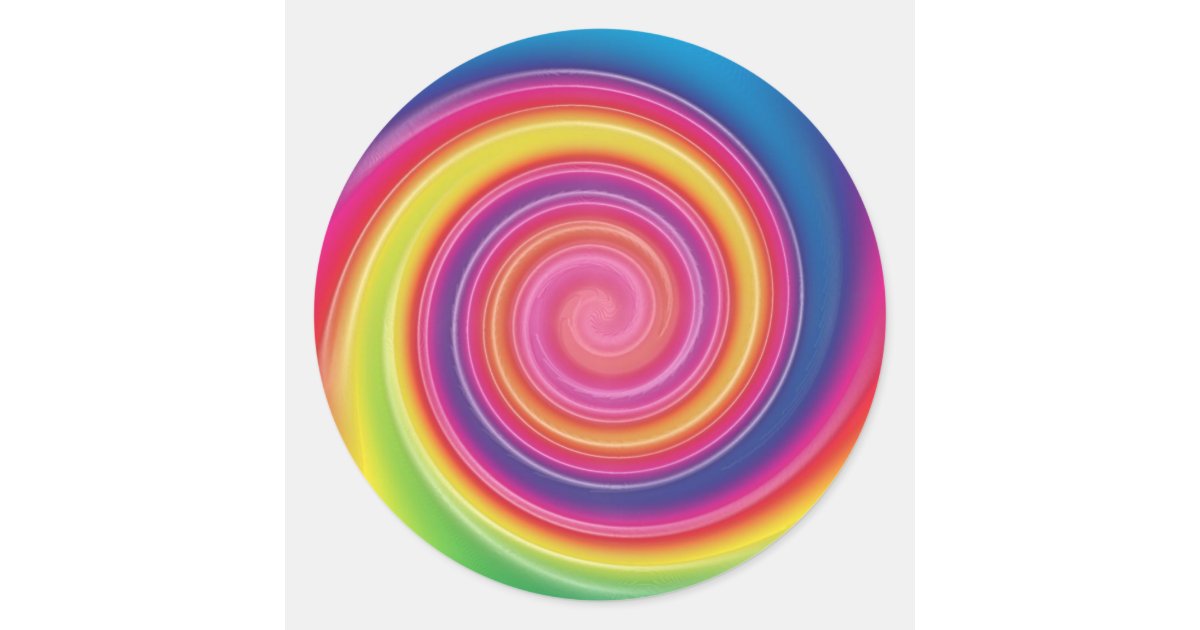 Rainbow Lollypop Colorful swirl Classic Round Sticker | Zazzle