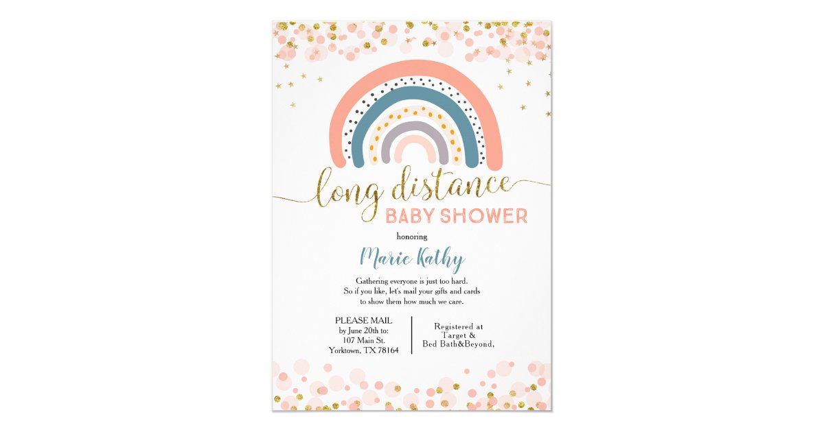Rainbow Long Distance Baby Shower Invitation | Zazzle.com