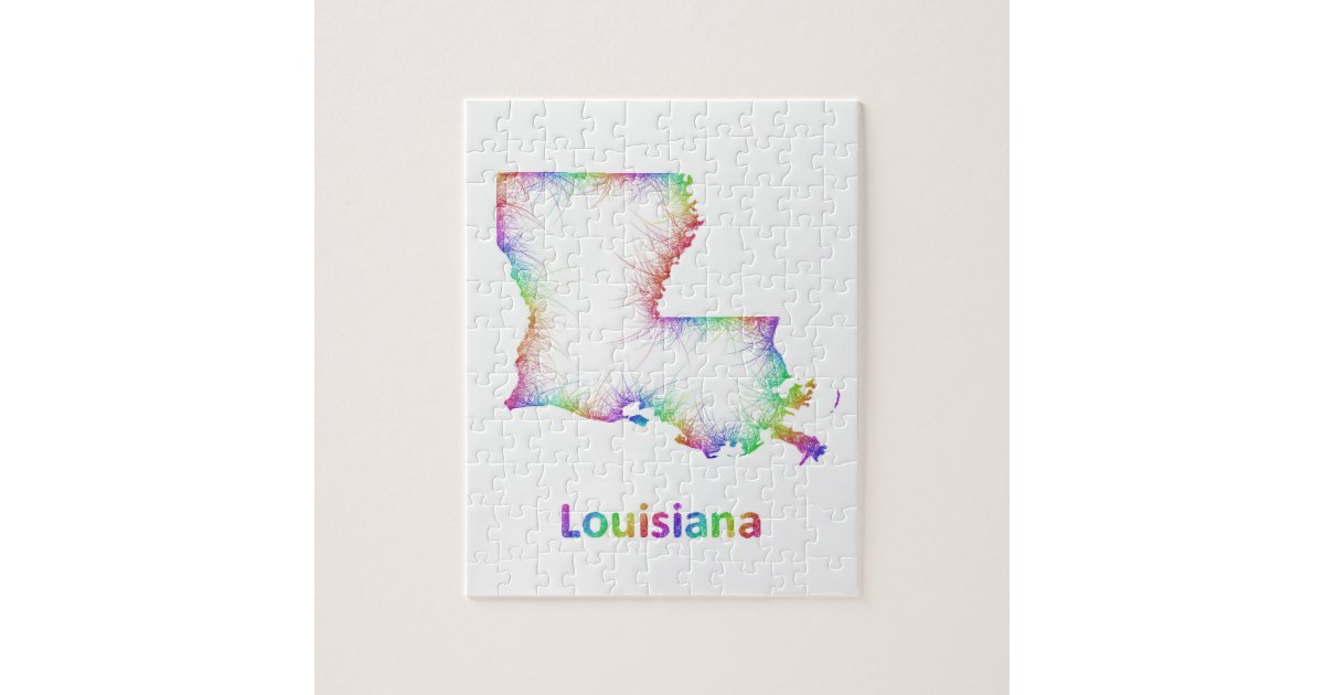 Rainbow Louisiana map Jigsaw Puzzle | Zazzle