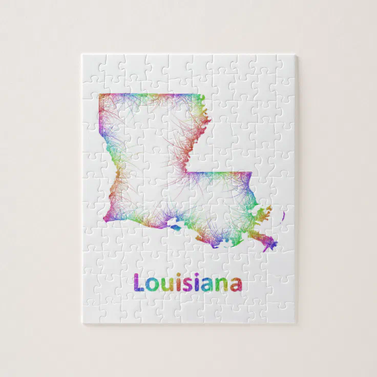 Rainbow Louisiana map Jigsaw Puzzle | Zazzle