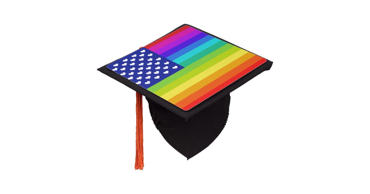 Rainbow Love American Flag Graduation Cap Topper | Zazzle