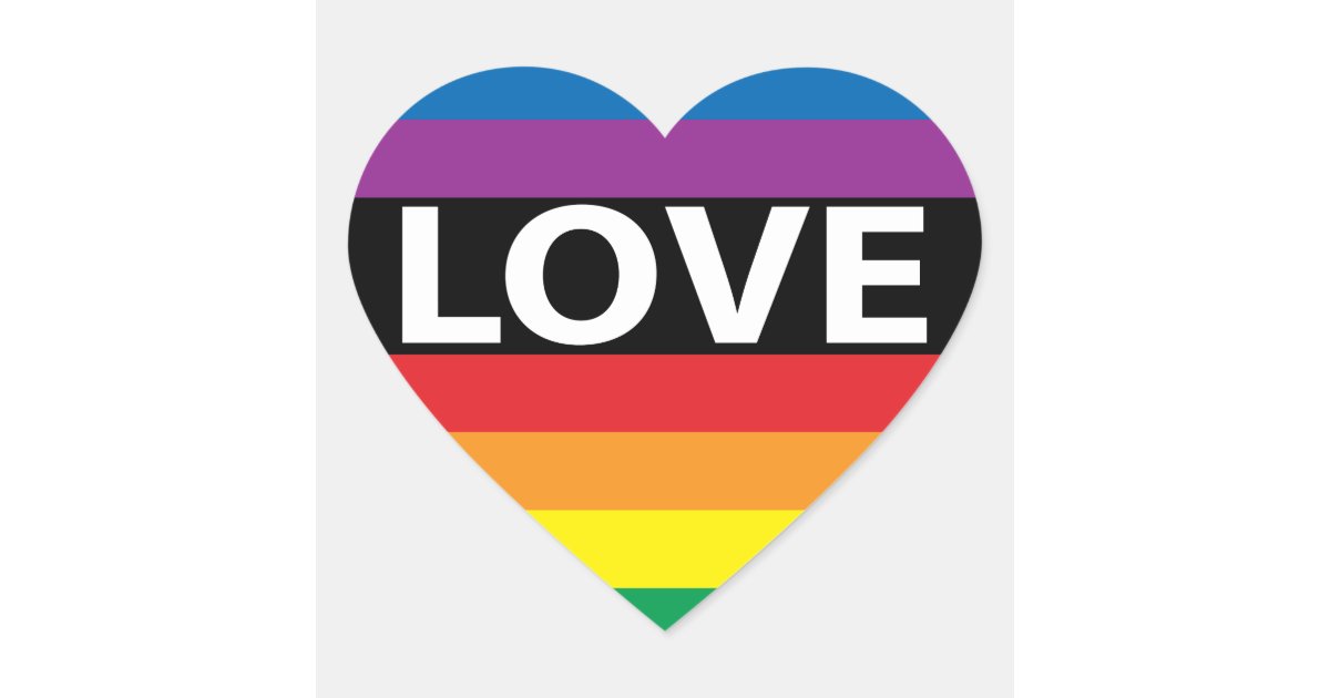 Rainbow Love Heart stickers, LBGT Heart Sticker | Zazzle