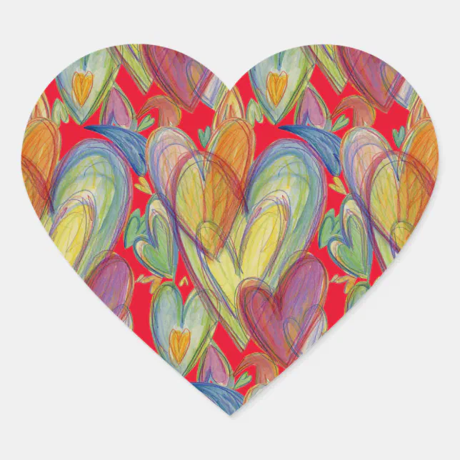 Rainbow Love Hearts Art Custom Sticker Decals | Zazzle