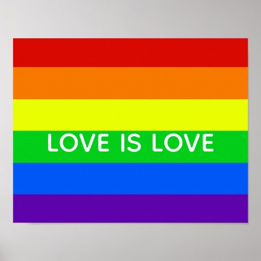 Rainbow Love is Love Gay Pride LGBTQ Beautiful Poster | Zazzle