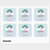 Rainbow Love Valentine’s Day Square Sticker | Zazzle