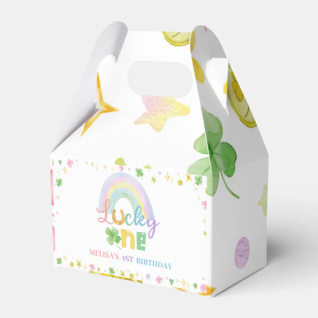 Rainbow Lucky One Favor Box Birthday Party | Zazzle