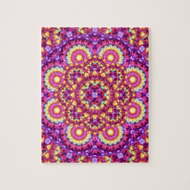Rainbow Matrix Mandala Jigsaw Puzzle | Zazzle