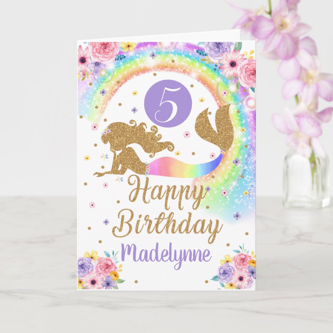 Rainbow Mermaid Birthday Card | Zazzle